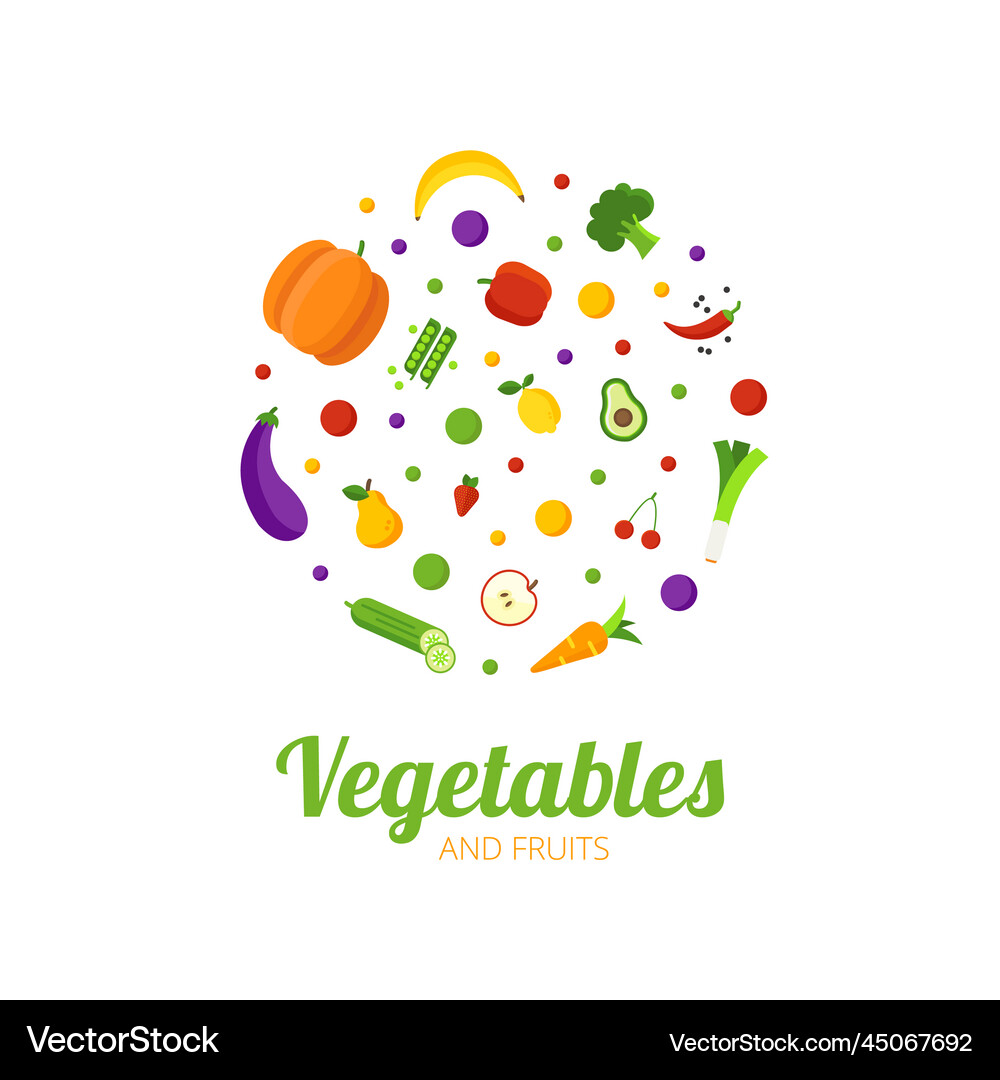 Vegetables and fruits logo concept Royalty Free Vector Image