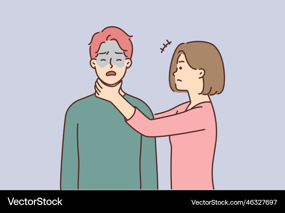 Aggressive woman choking man Royalty Free Vector Image