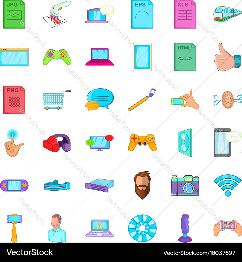 App icons set cartoon style Royalty Free Vector Image