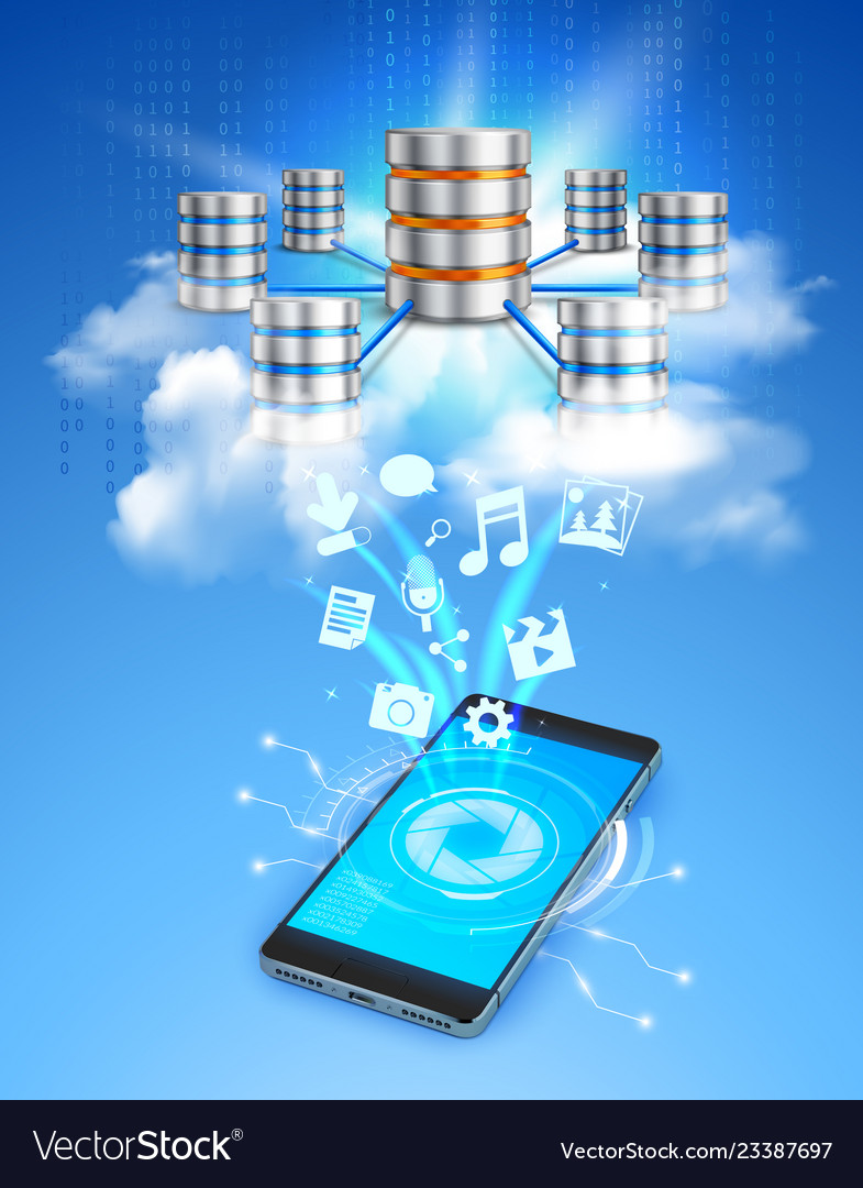 Cloud storage realistic composition Royalty Free Vector