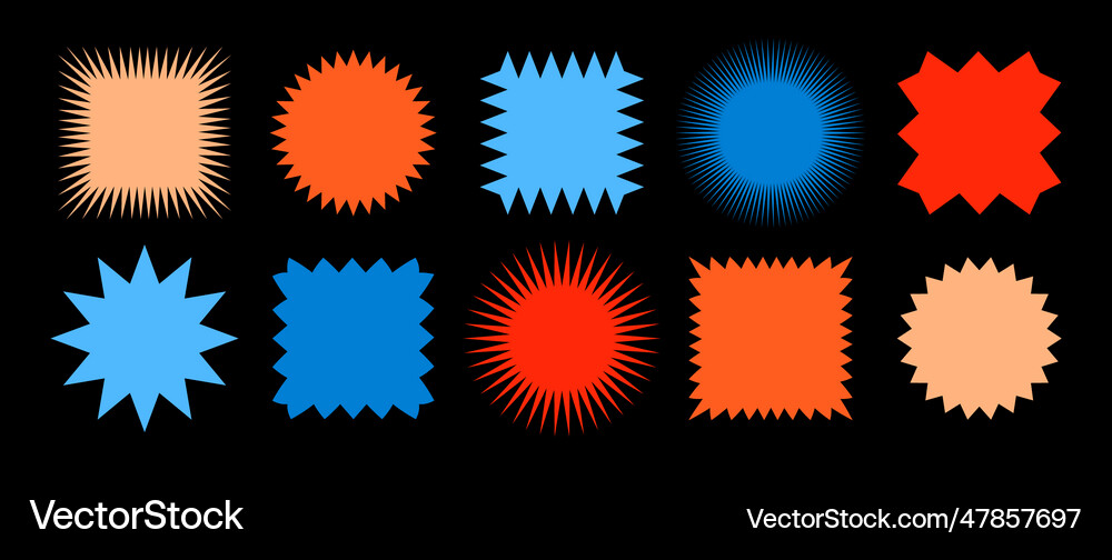 Colorful zig zag edge square and circle shapes Vector Image