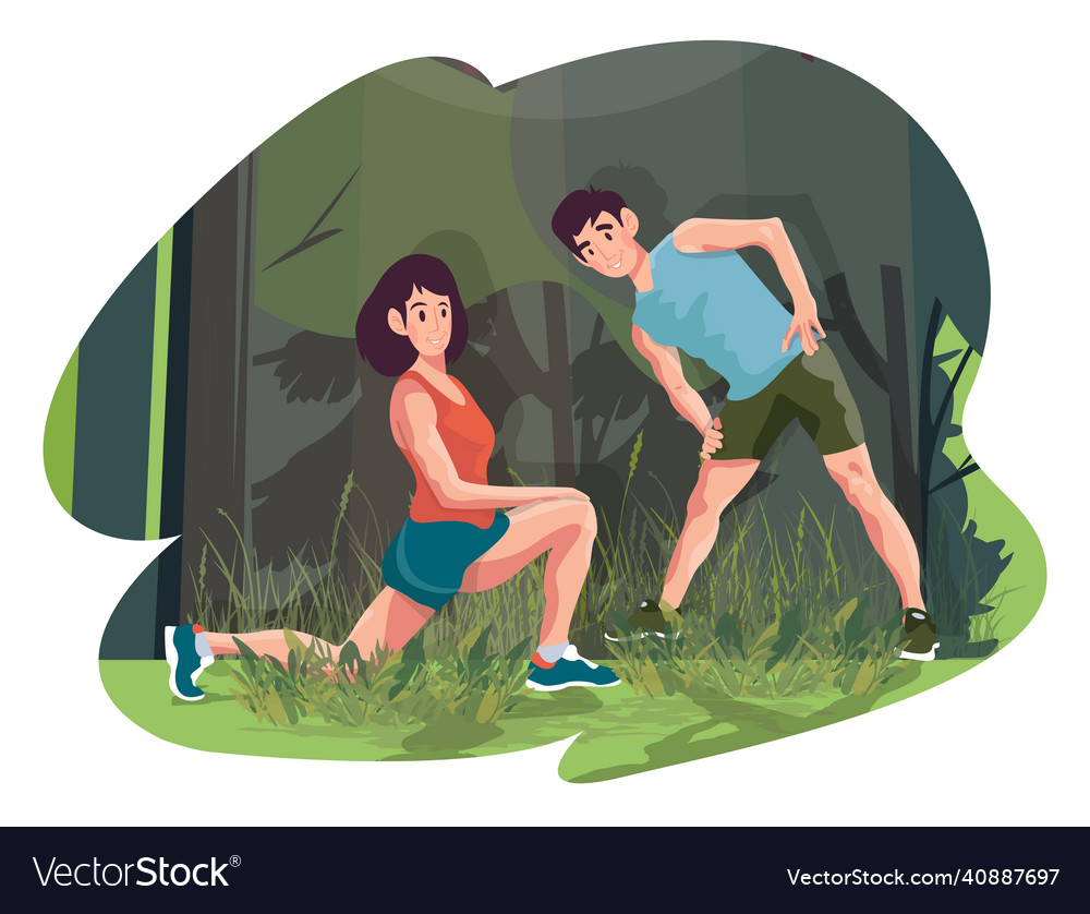Couple doing exercise Royalty Free Vector Image