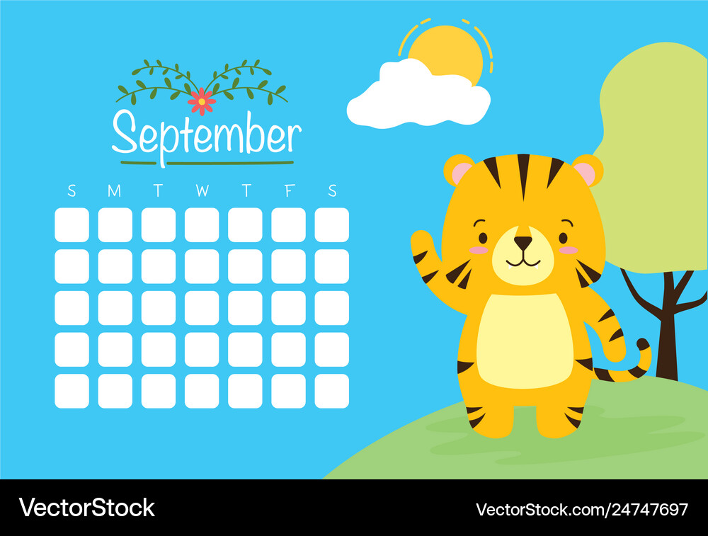 Cute animals calendar Royalty Free Vector Image