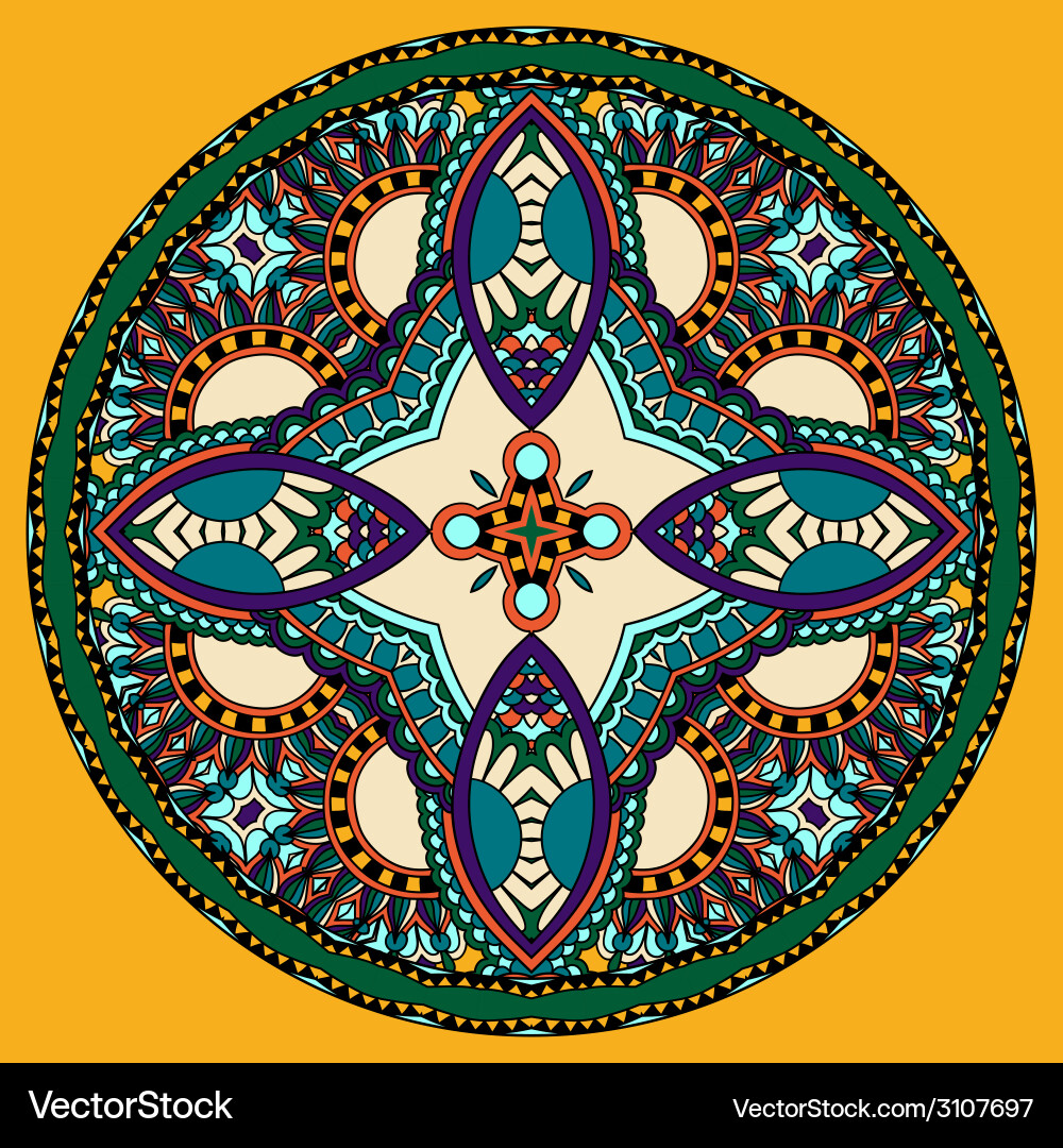 Decorative design of circle dish template round Vector Image