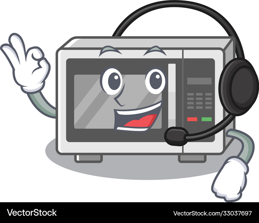 Happy microwave mascot design style wearing Vector Image