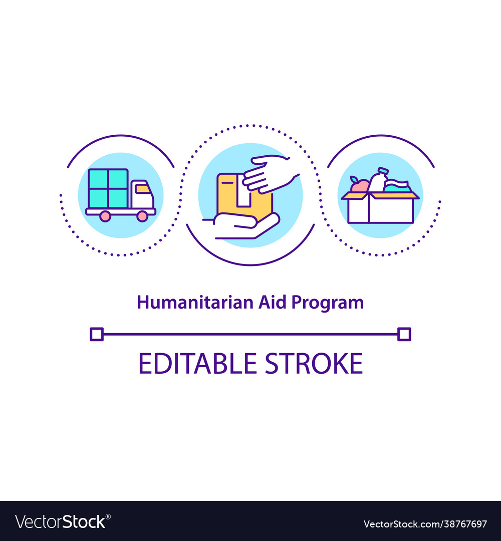 Humanitarian aid program concept icon Royalty Free Vector