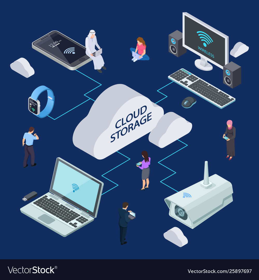 Isometric Cloud Service Concept Cloud Royalty Free Vector