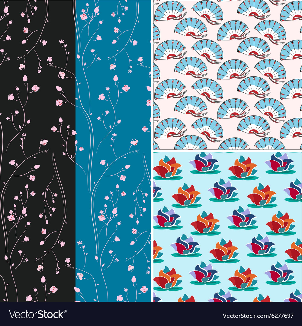 Japanese patterns set Royalty Free Vector Image