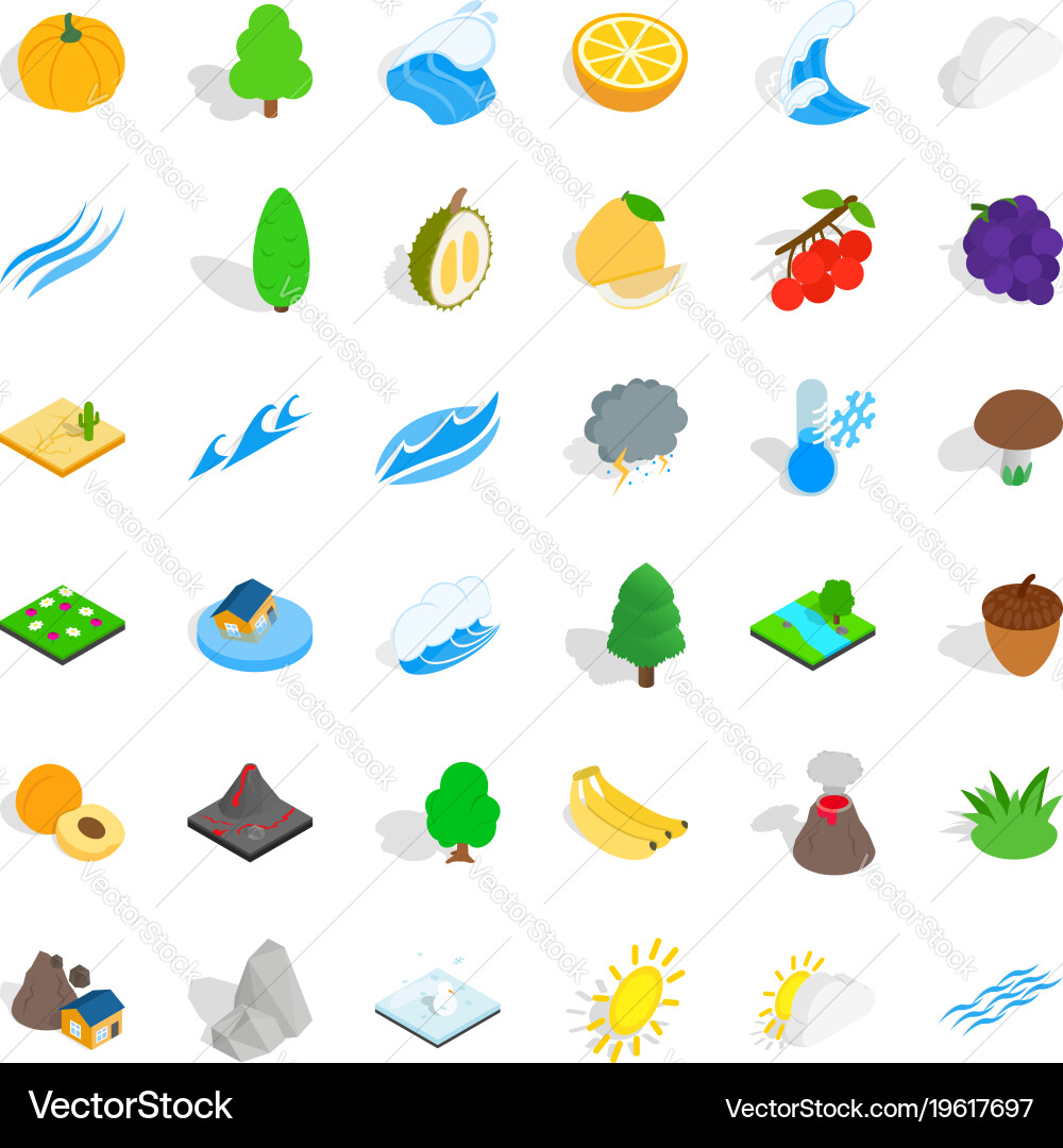 Live nature icons set isometric style Royalty Free Vector