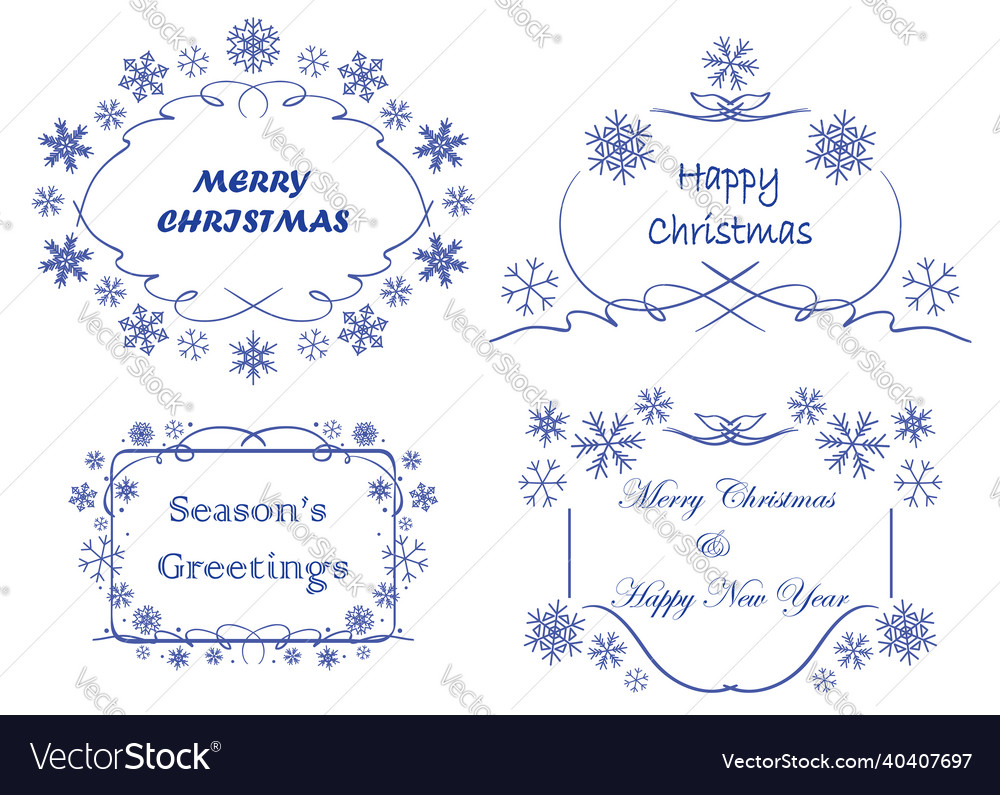 Merry christmas - decorative snow frames Vector Image
