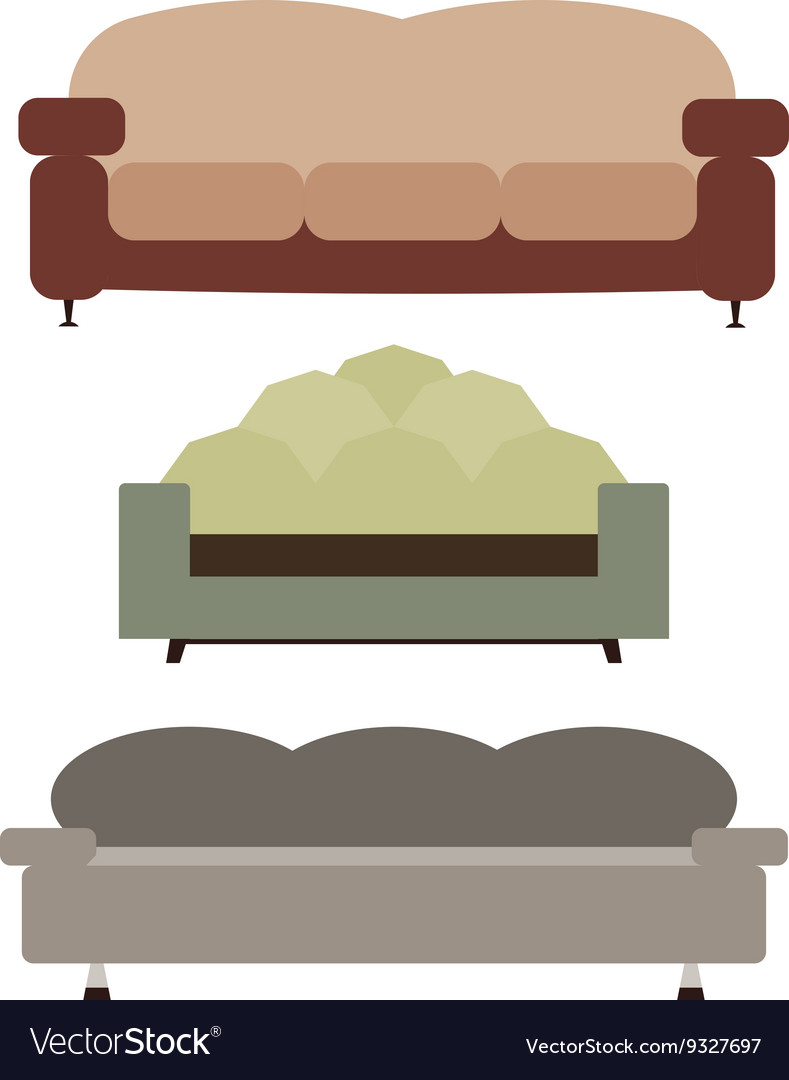 Sofas set flat Royalty Free Vector Image - VectorStock