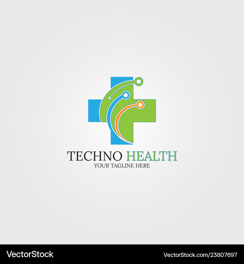 Tech medical health logo template Royalty Free Vector Image