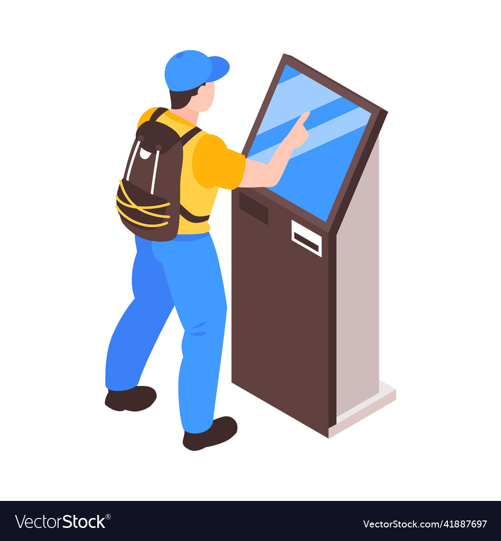 Ticketing machine man composition Royalty Free Vector Image