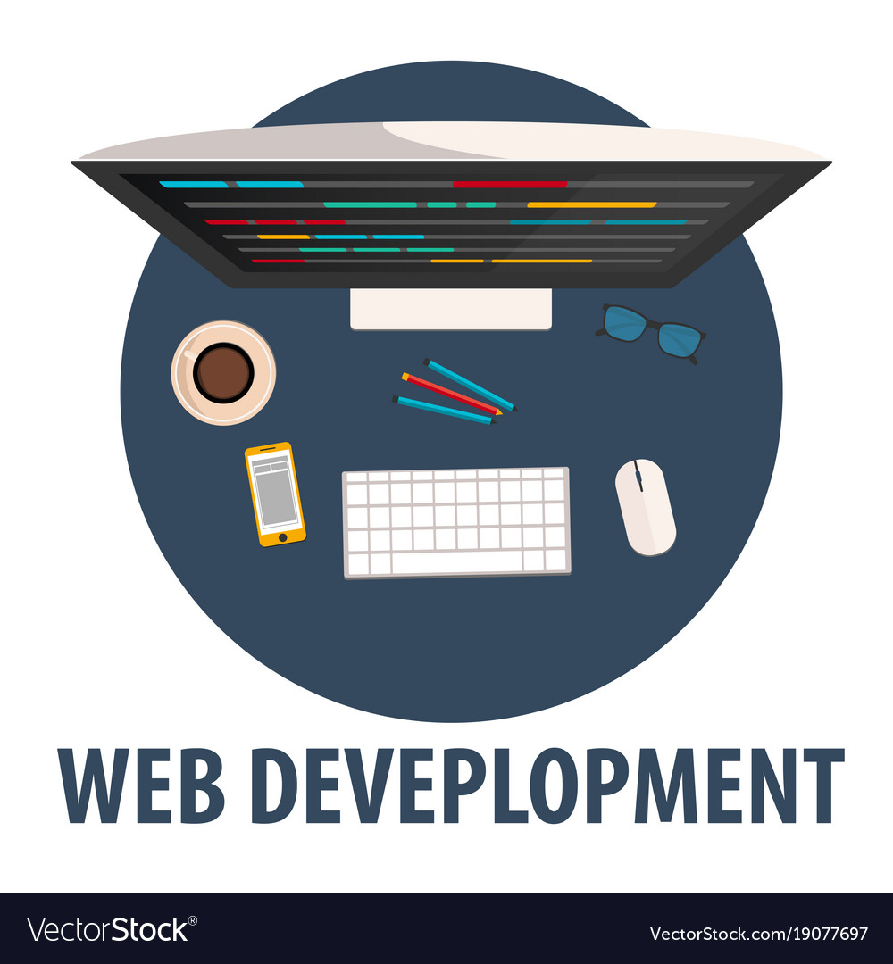 Web development flat design Royalty Free Vector Image
