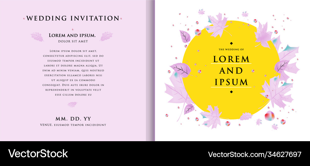 Wedding invitation design template Royalty Free Vector Image
