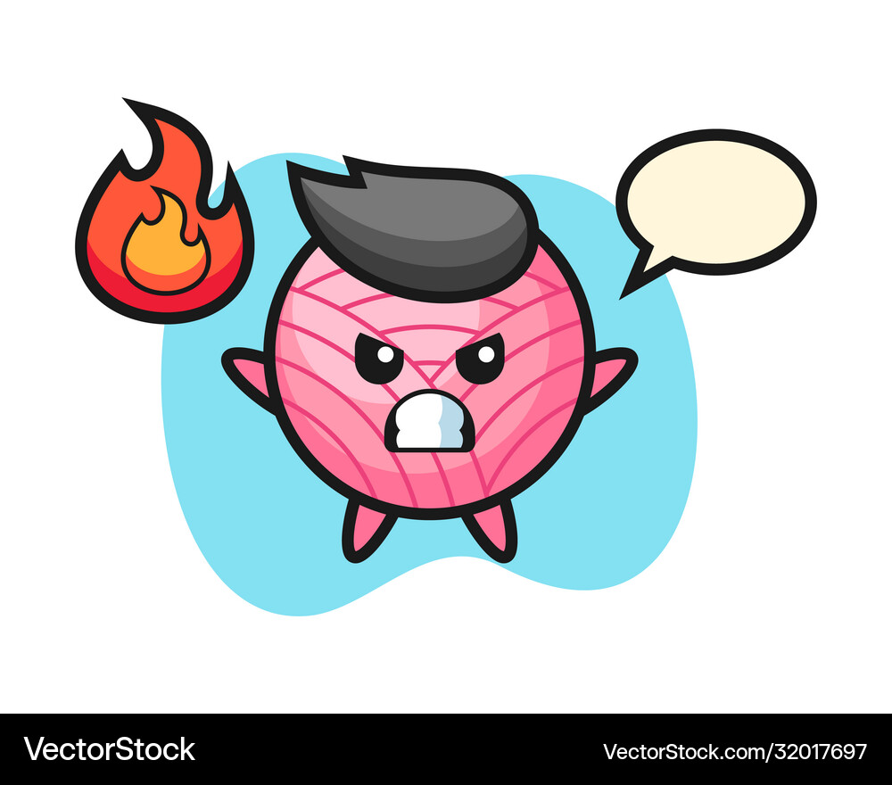 Yarn ball cartoon with angry gesture Royalty Free Vector