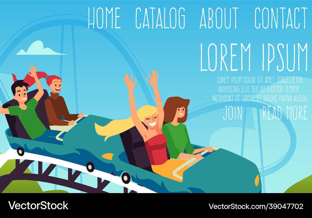 Amusement park rides and attractions web banner Vector Image