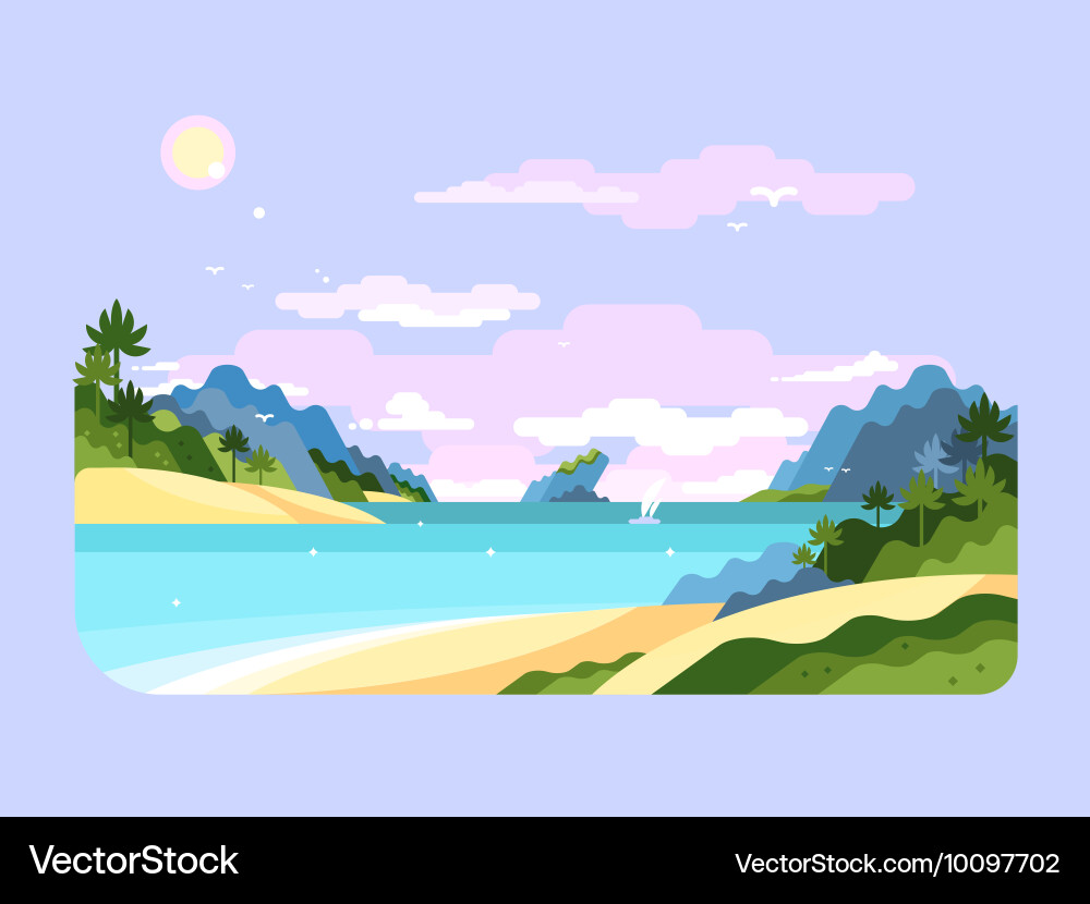 Beach flat design Royalty Free Vector Image - VectorStock