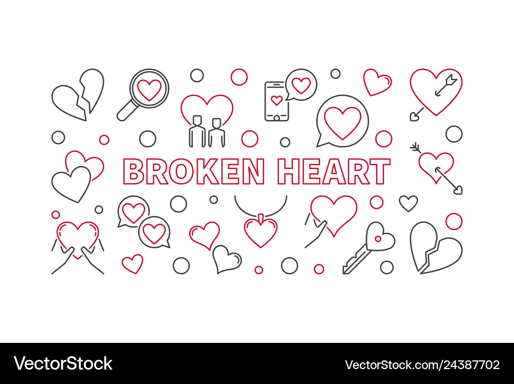 Broken heart or banner in thin Royalty Free Vector Image