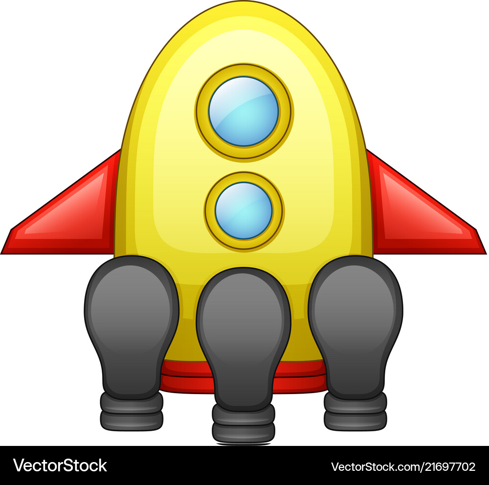 Cartoon spaceship isolated on white background Vector Image