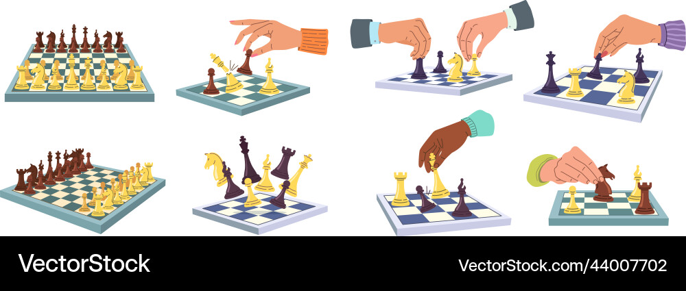 Chess game hands of players Royalty Free Vector Image