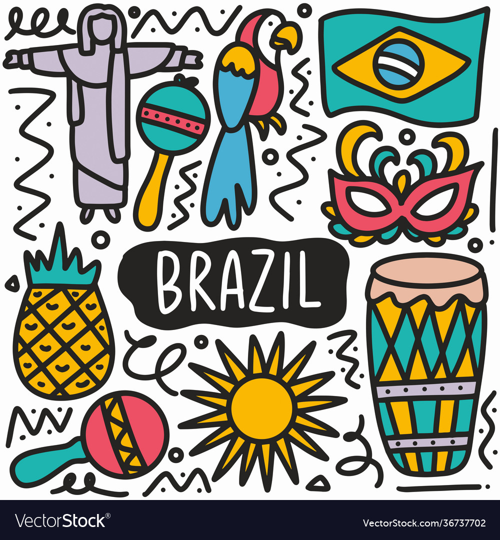 Hand drawn doodle brazil holiday Royalty Free Vector Image