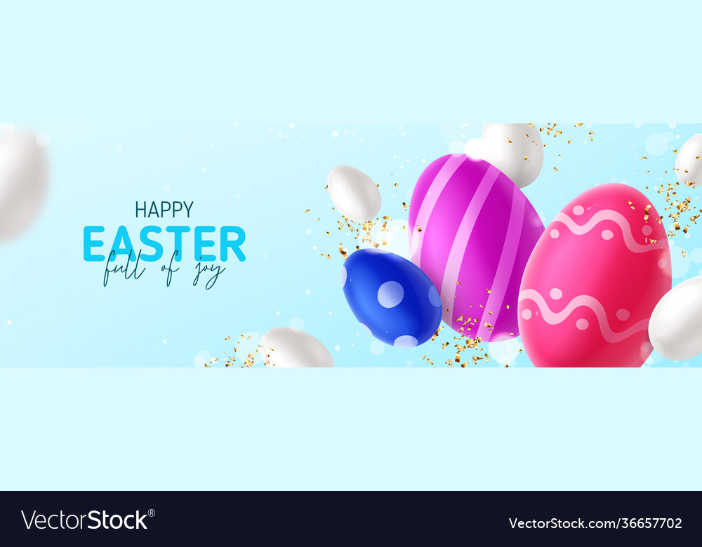 Happy easter horizontal banner Royalty Free Vector Image