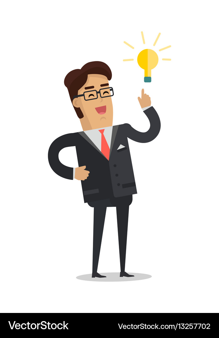 Man with bulb isolated businessman ideas Vector Image