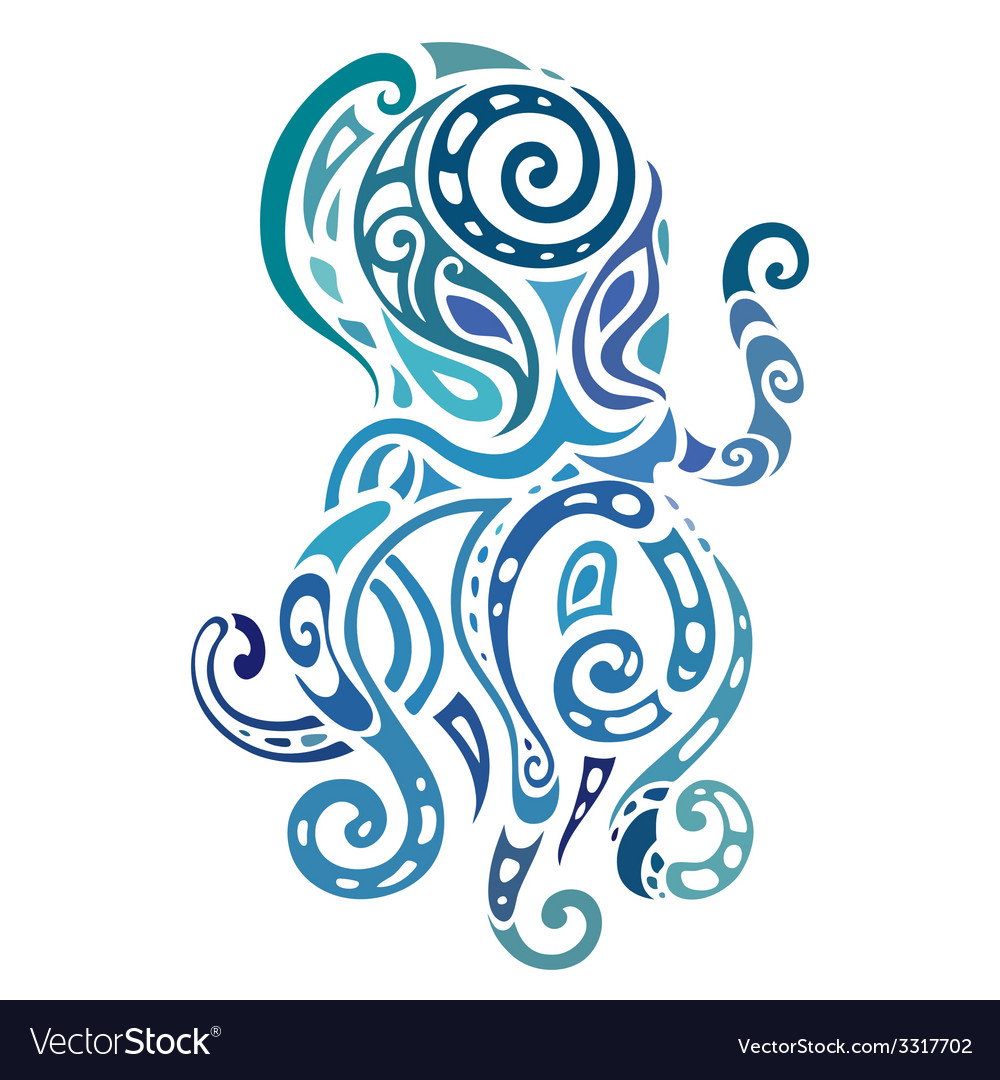 Ocean octopus Ethnic pattern Royalty Free Vector Image