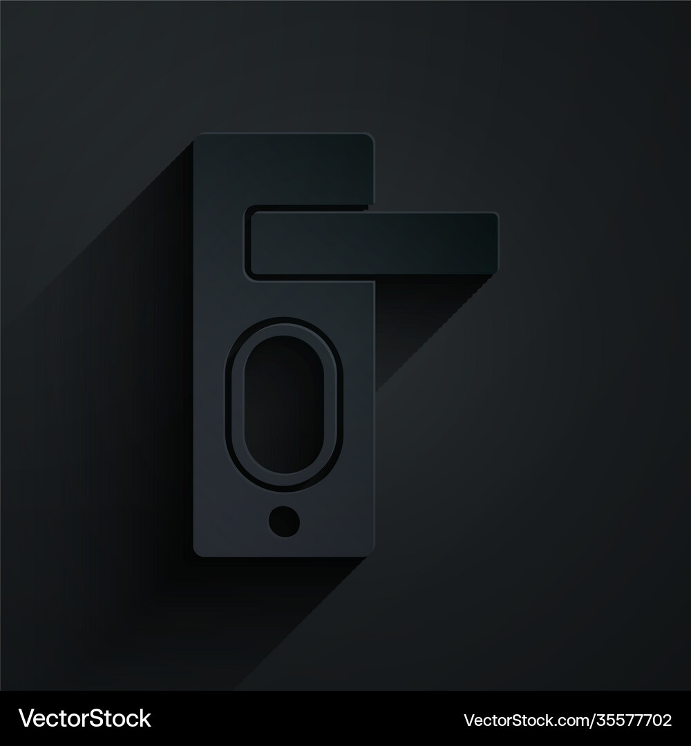 Paper cut fingerprint door lock icon isolated Vector Image
