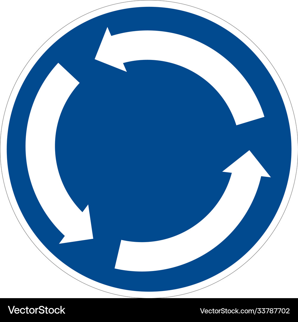 Roundabout crossroad sign traffic Royalty Free Vector Image