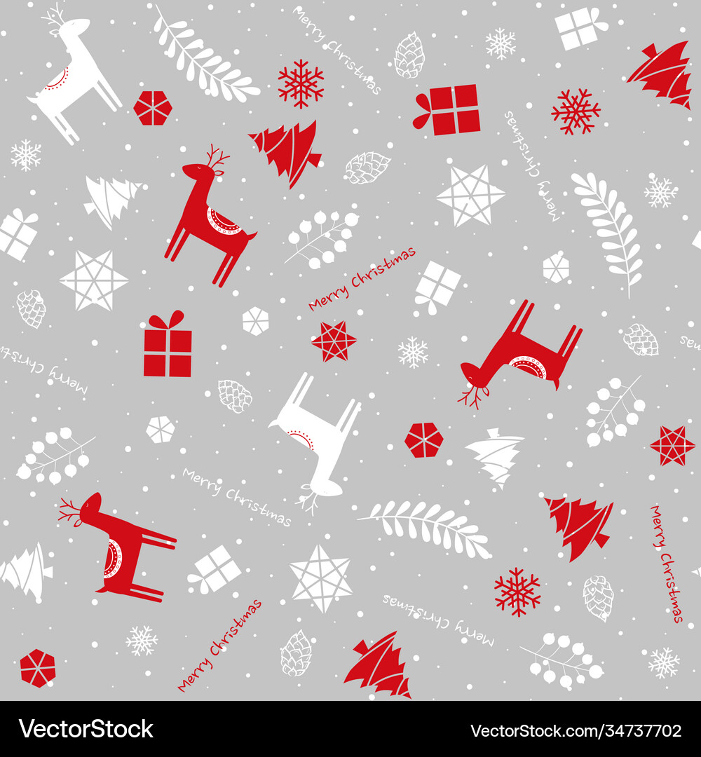 Seamless christmas pattern with deers Royalty Free Vector