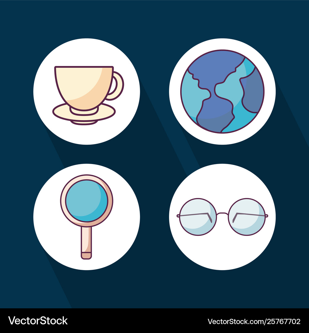 Search magnifying glass with set icons Royalty Free Vector