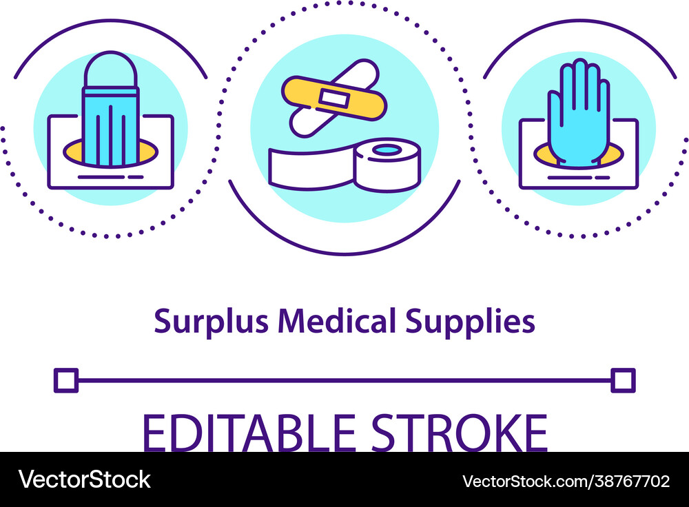 Surplus medical supplies concept icon Royalty Free Vector
