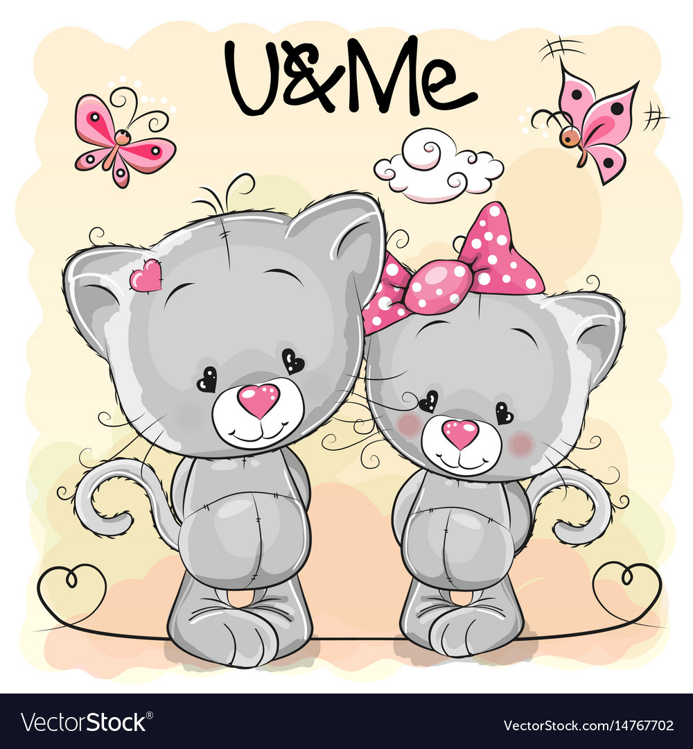 Two cute kittens Royalty Free Vector Image - VectorStock