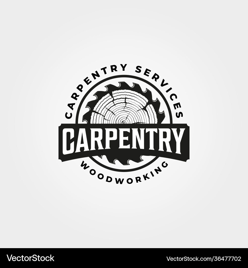 Vintage carpentry logo design woodwork emblem Vector Image