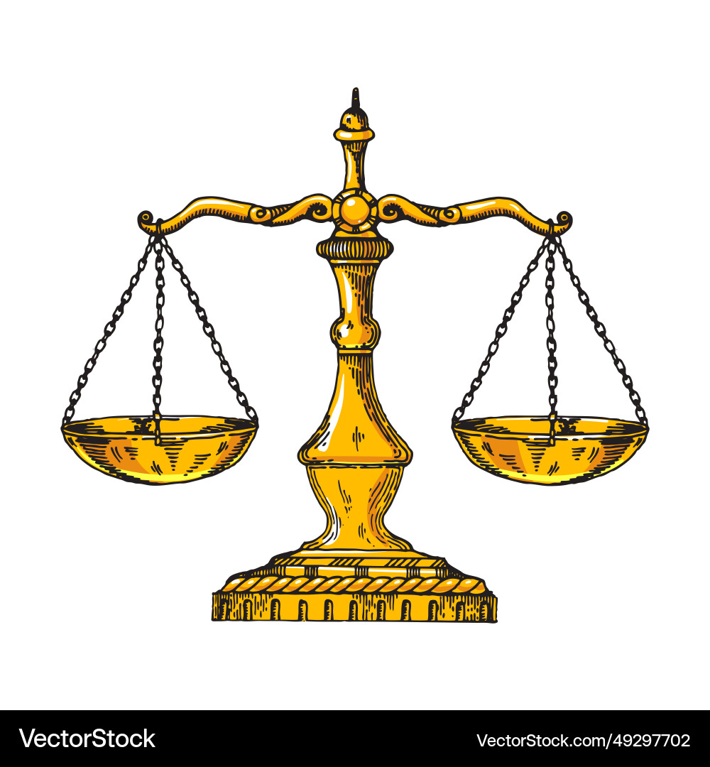 Vintage scales engraving style Royalty Free Vector Image