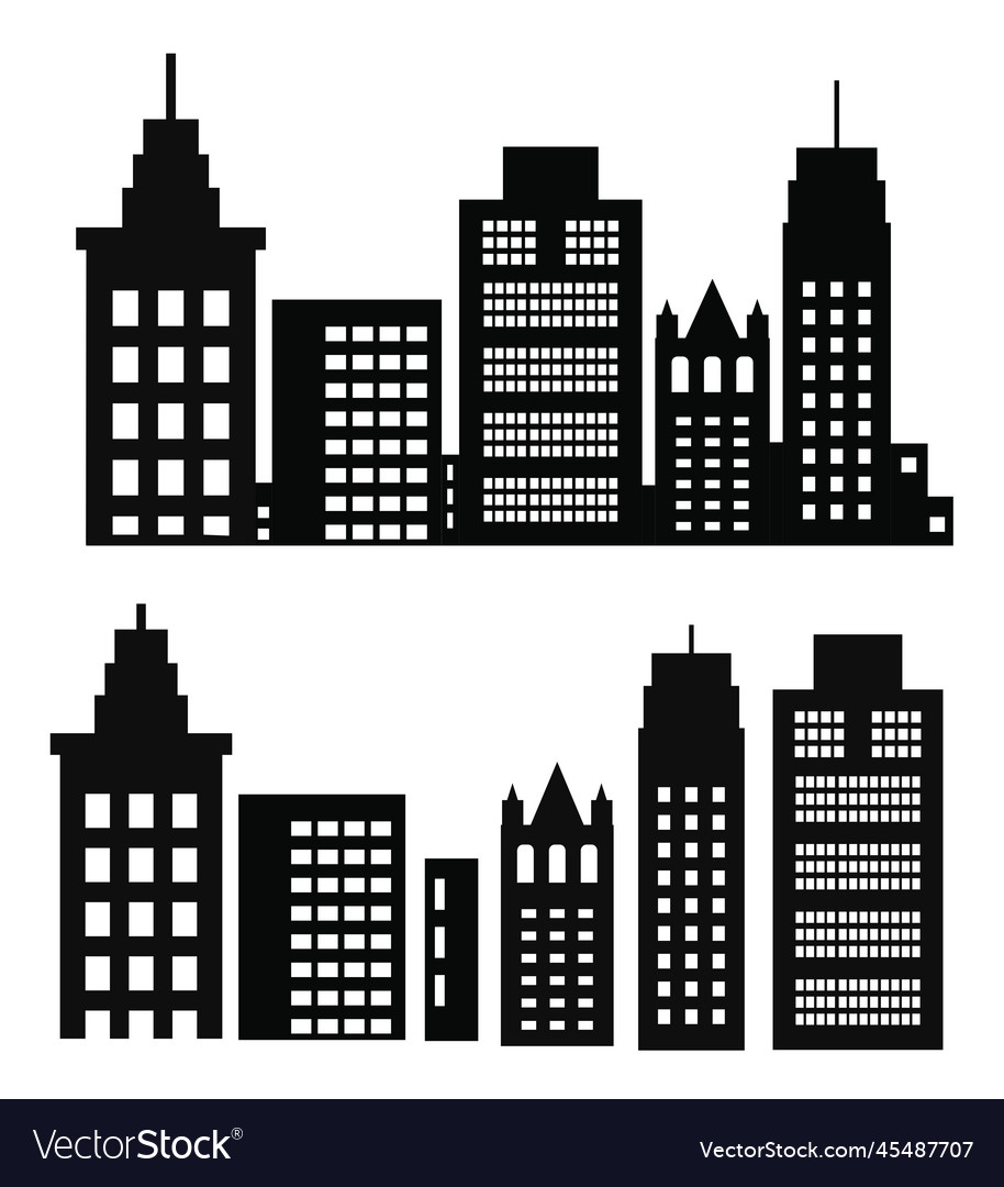 Building set of a silhouette Royalty Free Vector Image