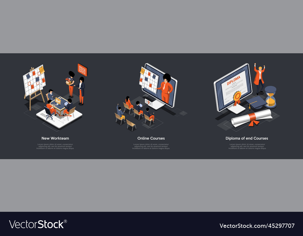 Concept of online courses end distance online e Vector Image