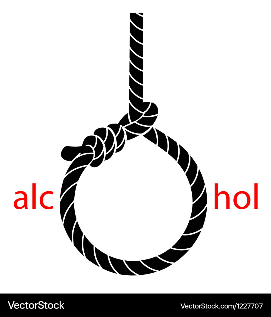 Hangmans noose with protest against alcohol Vector Image