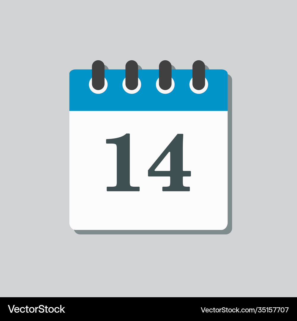 Icon calendar page day template date 14 Royalty Free Vector