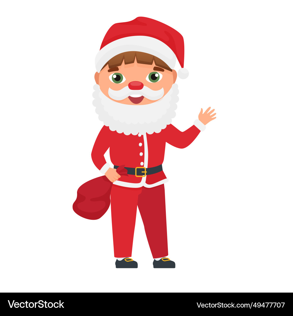 Kid christmas santa costume Royalty Free Vector Image