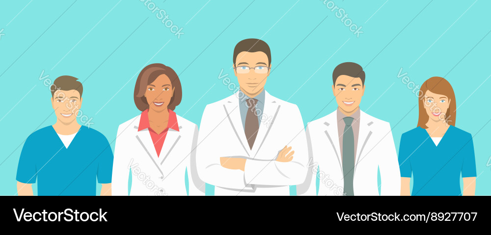 Medical clinic doctors team flat Royalty Free Vector Image