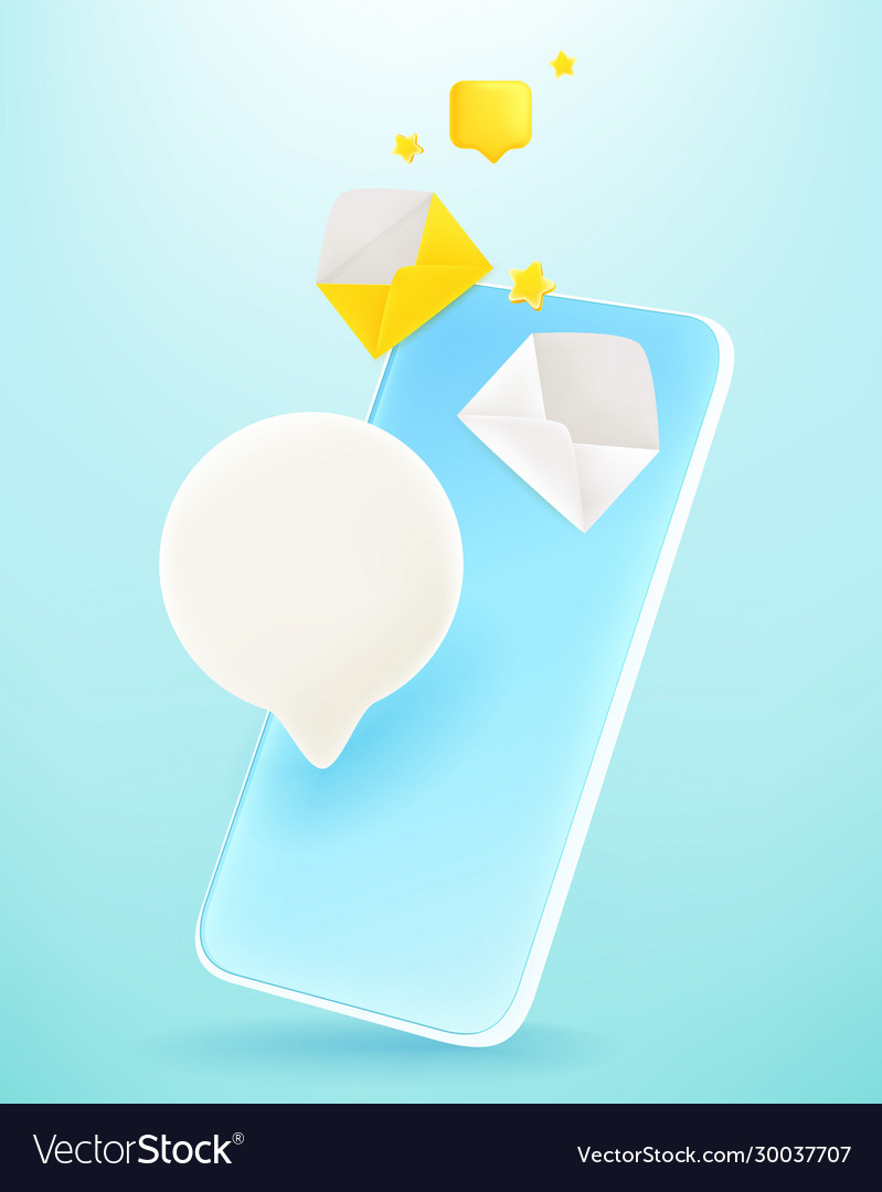 Modern smartphone with different messages 3d Vector Image