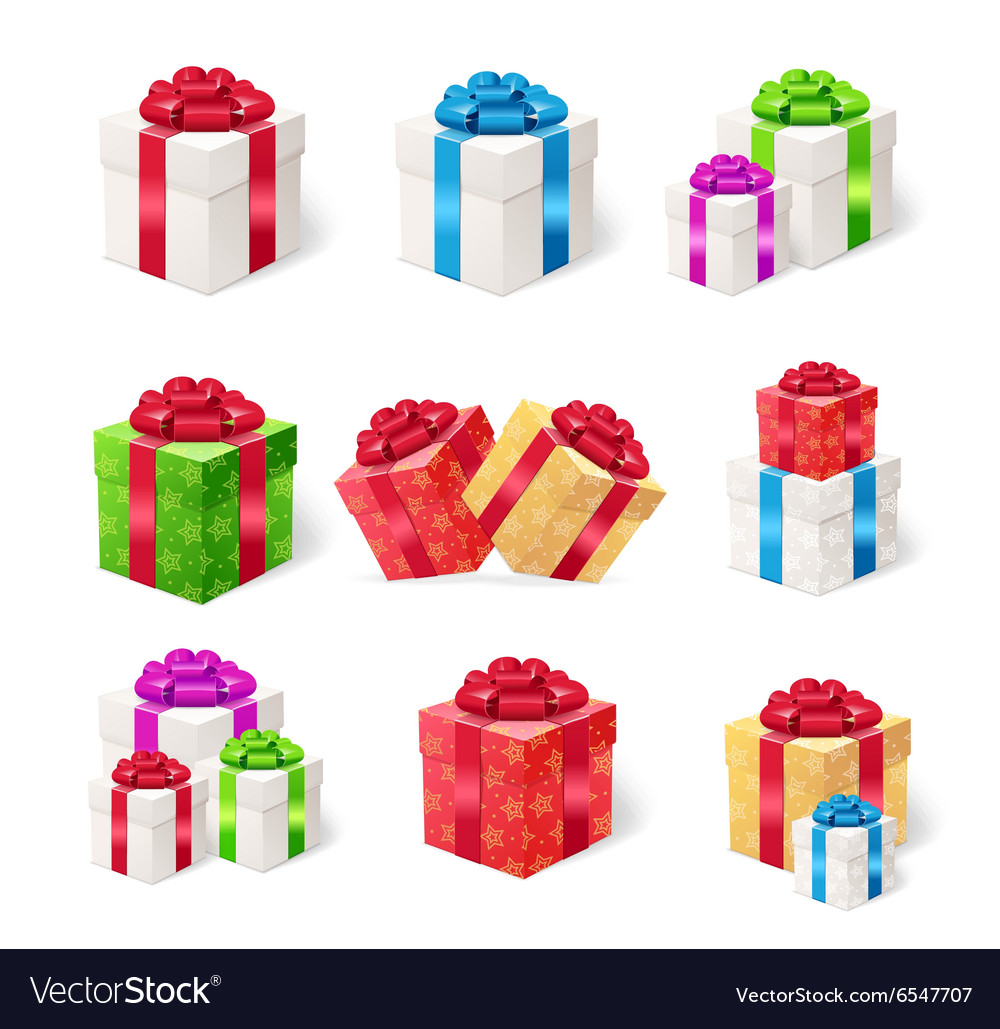 Present boxes set Royalty Free Vector Image - VectorStock