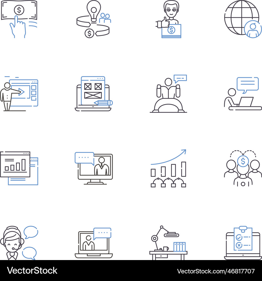 Show launch line icons collection premiere debut Vector Image