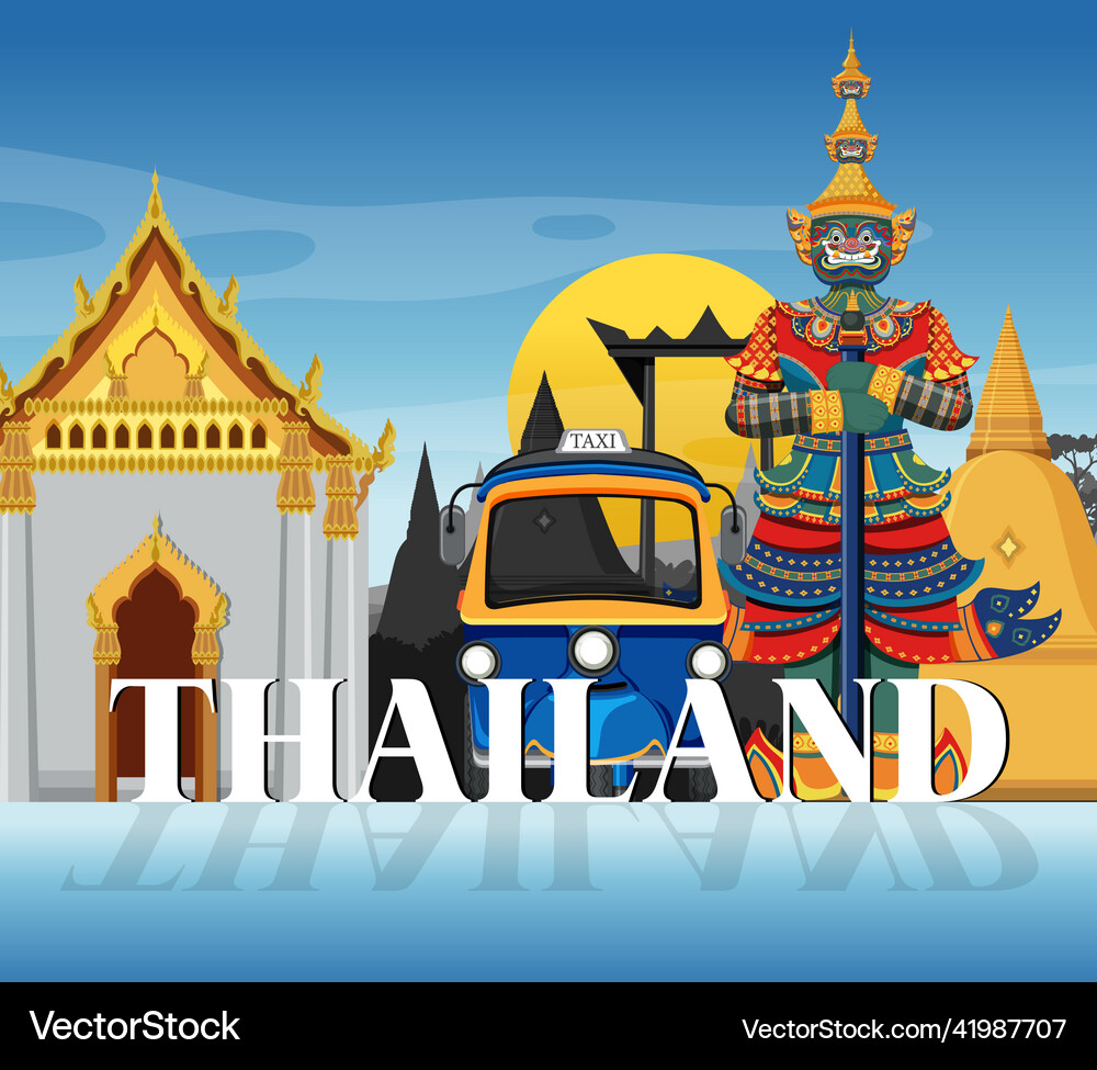 Thailand iconic tourism attraction background Vector Image