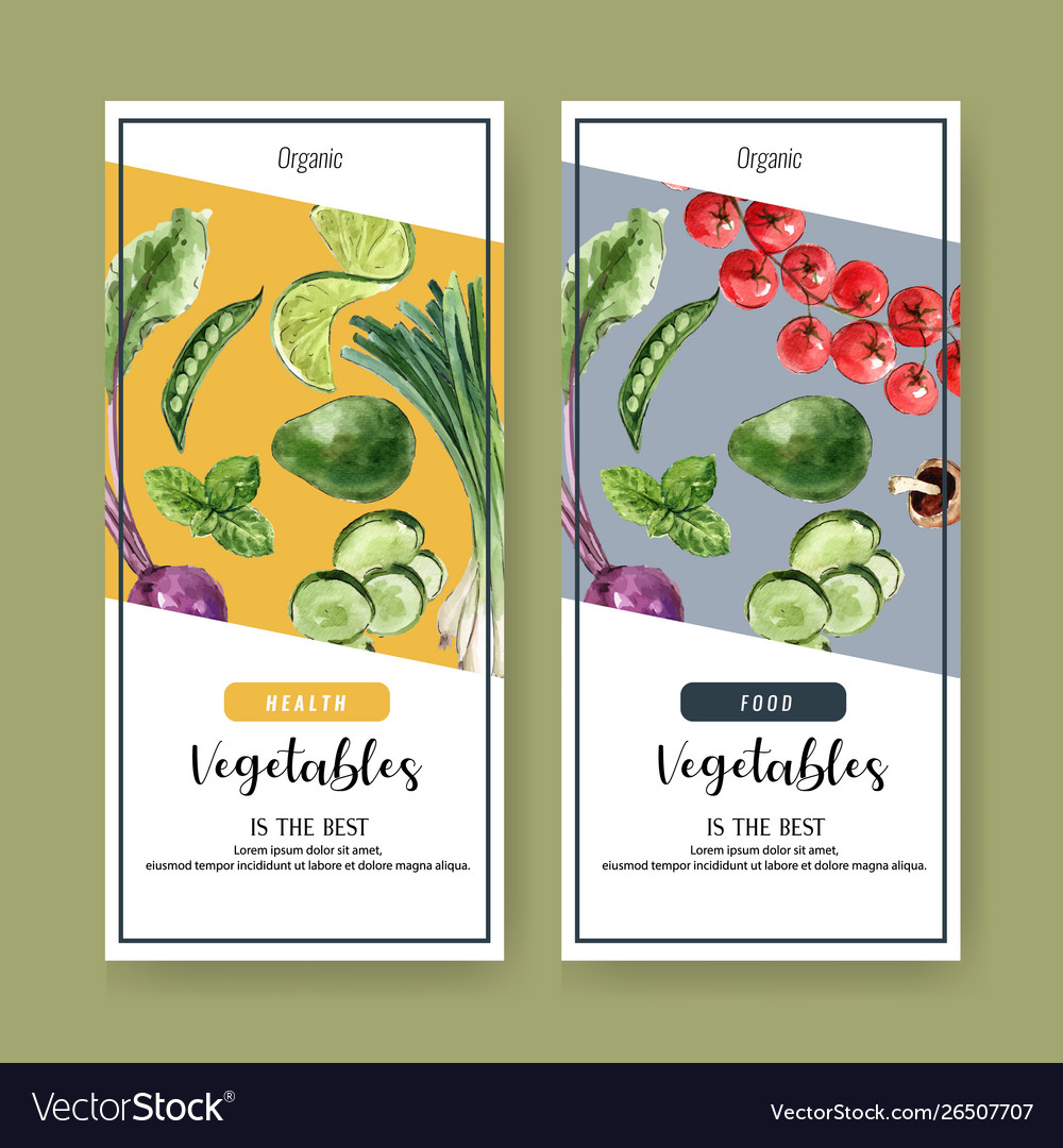 Vegetable watercolor paint collection fresh food Vector Image