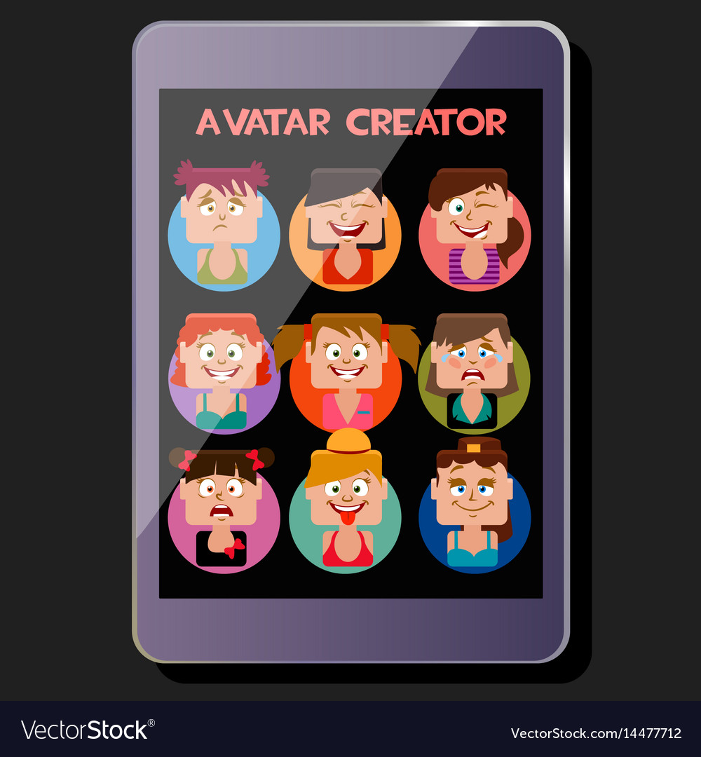 Create a square avatar girl emotions display Vector Image