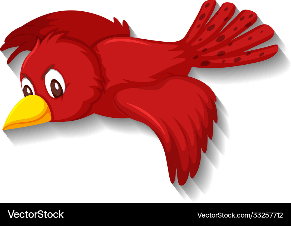 Cute red bird cartoon character Royalty Free Vector Image